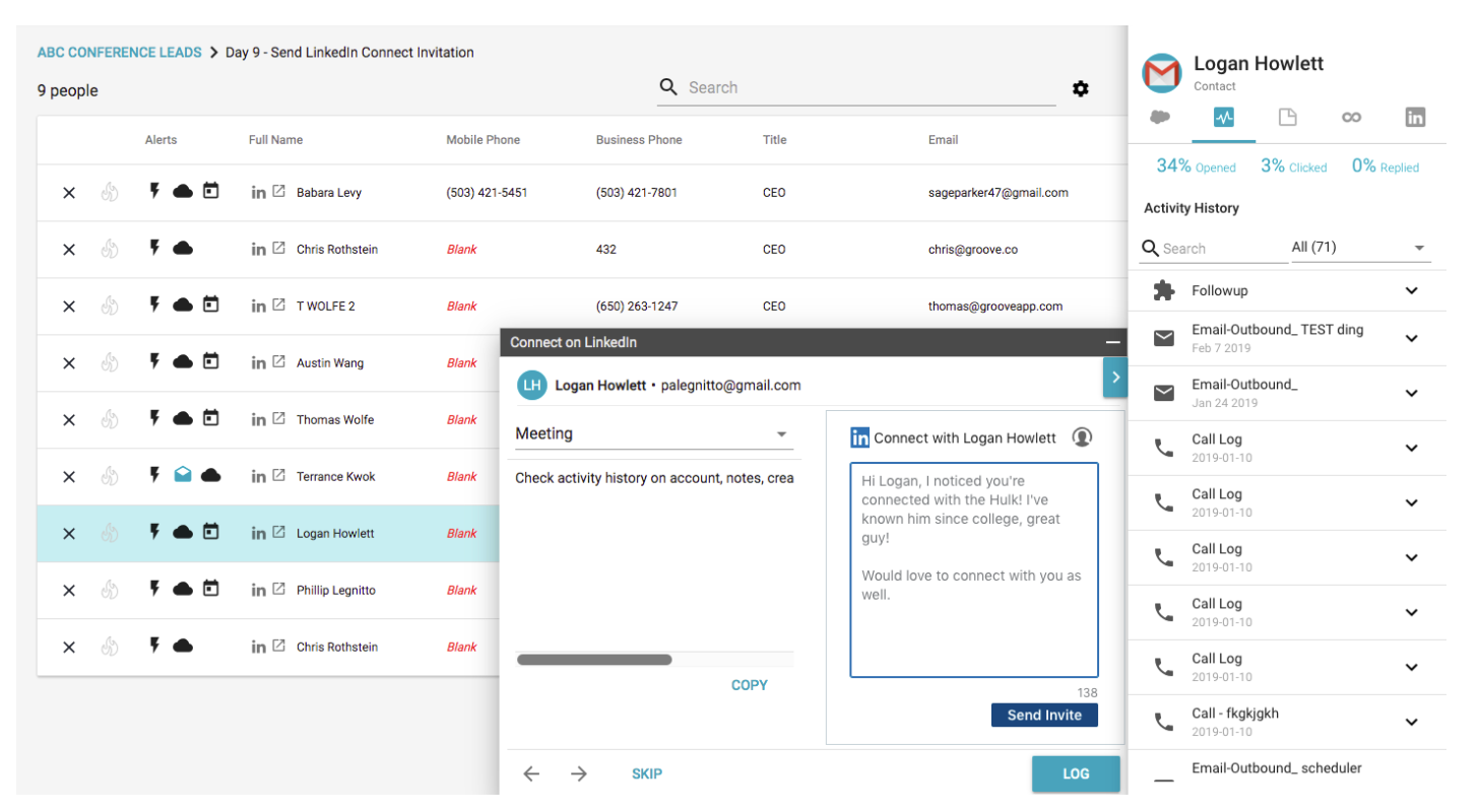Groove LinkedIn Integration