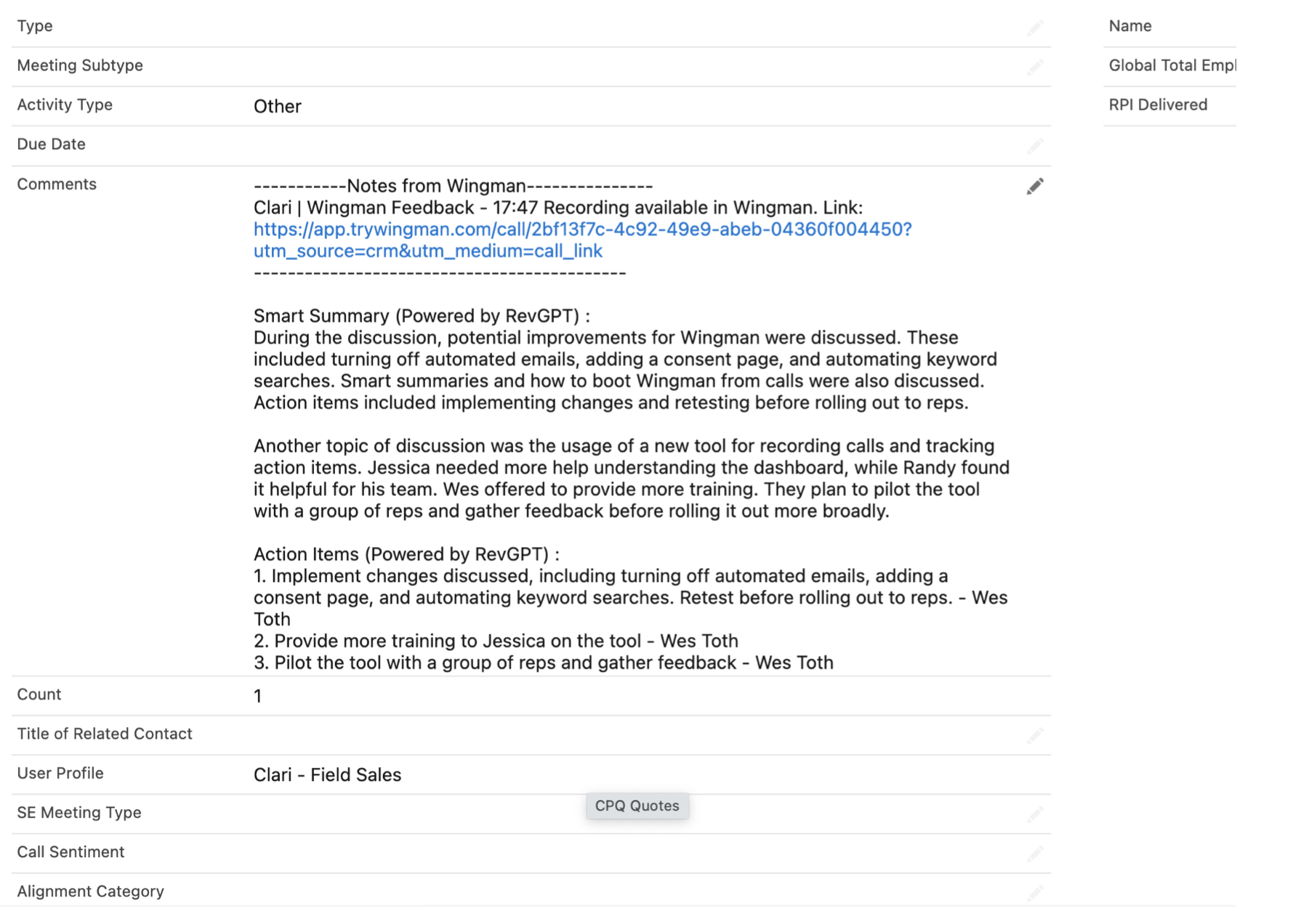 Copilot Smart Summaries (Powered by RevAI)